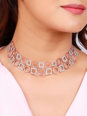 Buy GIVA Sterling Silver Rose Gold and Silver Geometric Link Choker for ...