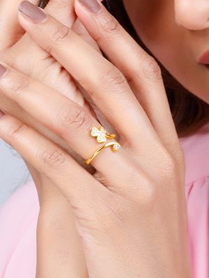 Buy GIVA Sterling Silver Golden Fresh Spring Blossom Ring for Womens ...