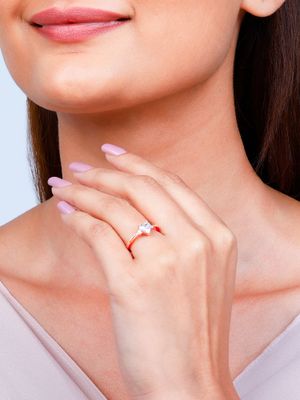 Buy GIVA Sterling Silver Rose Gold Our Love Stands Out Ring for Womens ...