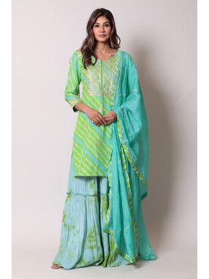 Buy Zari Jaipur Light Green Color Suit Stitched With Silk Fabric (Set ...