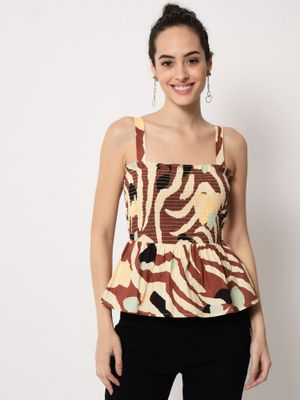 Buy Trend Arrest Multi-Color Printed Smocking Top Online