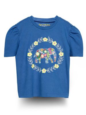 Buy Spunkies Fancy blue cotton embroidered top online