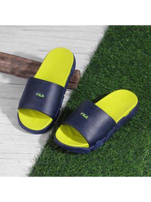 Buy FILA UNISEX EMBAR Casual Sliders Navy Blue & Green (UK 4) Online