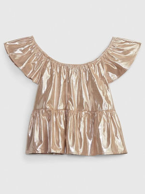 Buy GAP Girls Flared Sleeve Metallic Off-Shoulder Top (6-7 Years) Online
