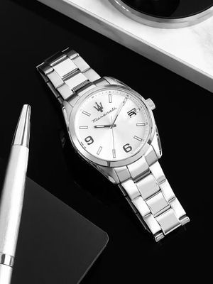 Buy Maserati Classic Date Analog Dial Color Silver Men Watch ...