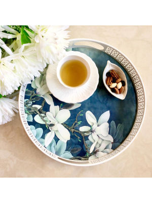 Buy Faaya Gifting Round Cutwork Tray Small - Ceylon Dusk Online