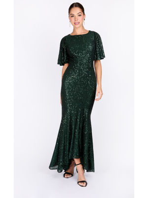 Buy Iska Green Sequin Maxi Dress (8) Online