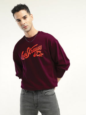 Buy Levi's Mens Maroon Crew Neck Sweatshirt (L) Online