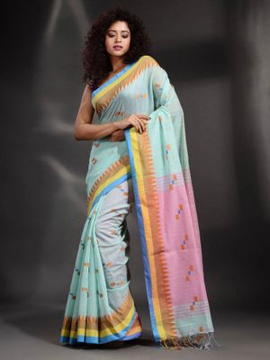 Arhi Handloom Sarees : Buy Arhi Sky Blue Khadi Handwoven Saree with ...