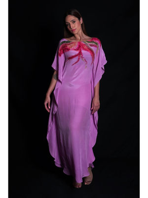 Buy Seesa Purple Rose Embroidered Kaftan Dress Online