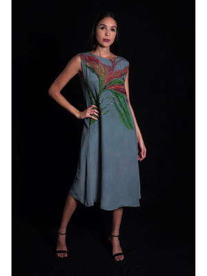 Buy Seesa Titanium Long Dress with Highlights Online
