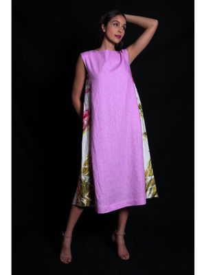 Buy Seesa Purple Rose Broken Flower Printed Long Dress Online
