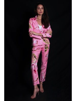 Buy Seesa Tea Rose Broken Flower Print Trousers Online