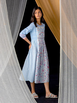 Buy WISHFUL by W Blue Floral Dress Online