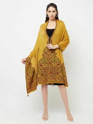 Buy KnitStudio Mustard Floral Knitted Shawl online