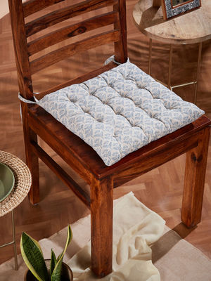 Buy Fabindia Blue Antara Cotton Hand Block Printed Chair Pad- (40cm x ...