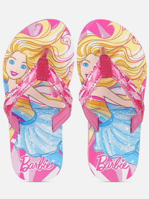 Buy Kidsville Barbie Featured Pink Flip-flops For Girls Online