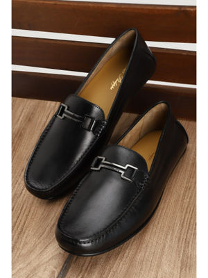 Buy Louis Philippe Men Black Leather Casual Loafers (UK 6) Online