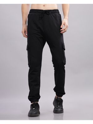 Buy SILISOUL Men Black Regular Fit Solid Cotton Cargo Pant (28) Online