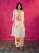 Buy Gajra Gang Frida Farida Off White Georgette Poppy Placement Print Kurta Online