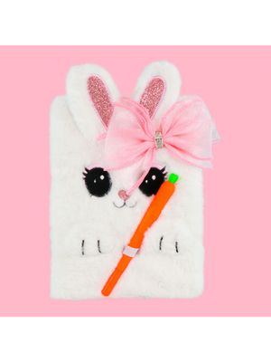 Buy Smily Kiddos Bunny Theme Fluffy Notebook White with Pen Online