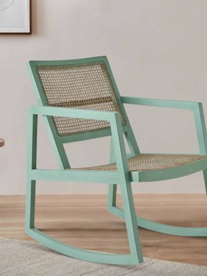 Buy Chumbak French Rattan Rocking Chair - Teal Online