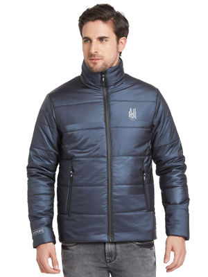 Buy Being Human Men Full Sleeves Navy Blue Solid Jacket Online