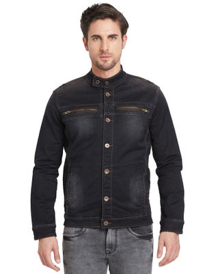 Buy Being Human Men Full Sleeves Navy Blue Solid Jacket Online