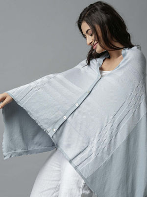 Buy Rareism Blue Checks Cape Shrug (One Size) Online