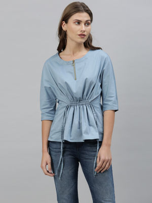Buy RAREISM Blue Solid Top Online
