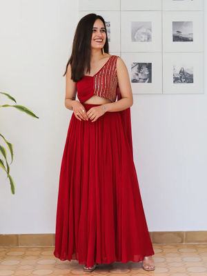 Buy ORDINAREE Barberry Georgette Long Dress Online
