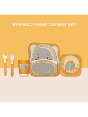 Buy Polka Tots Eco Friendly 5 Pc Bamboo Fiber Dinner Set For Toddler ...