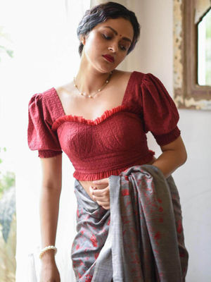 Suta Blouse : Buy Suta Women Red Embroidered Cotton Saree Blouse Online ...