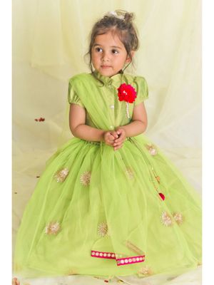 Buy SAKA DESIGNS Neon Green Lehenga Choli Pearl Work With Dupatta (Set ...