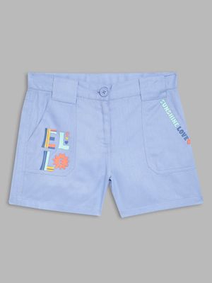 Buy Elle Kids Girls Blue Solid Shorts Online
