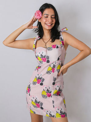 Buy FUGA Tropical Vase Knotted Dress Pink Online