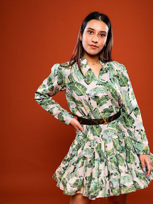 Buy FUGA Foliage Dayout Summer Dress Green Online