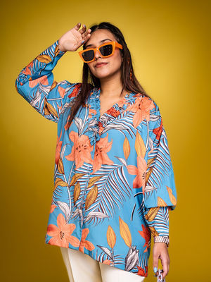 Buy FUGA Daylily Blue Oversized Shirt Online