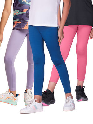 Buy Umildo Multi-Color Solid Leggings (Pack of 3) (4-5 Years) Online