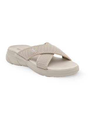 Buy Red Tape Women Textured Beige Sliders (UK 3) Online