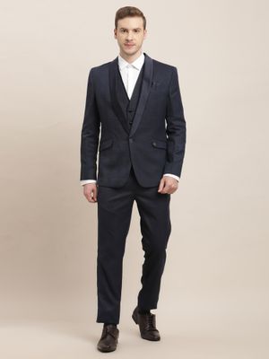 Buy Turtle Men Blue Poly Viscose Checkered Formal Suit Blazer with ...