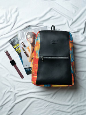 Buy Zouk Abstract Amaze Womens Black Vegan Leather Backpack-Daypack 14 ...