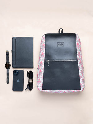 Buy Zouk Kashmiri Tulips Womens Black Vegan Leather Backpack-Daypack 14 ...