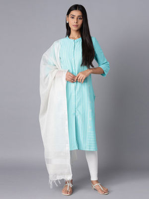 WISHFUL by W Salwar Suits and Sets : Buy WISHFUL by W Blue Stripes ...