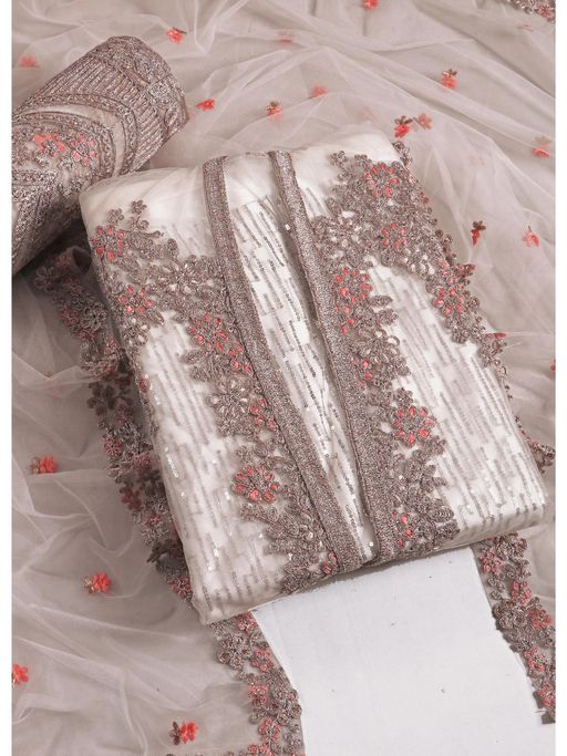 Buy Stylish White Georgette Dress Material Collection At Best Prices Online