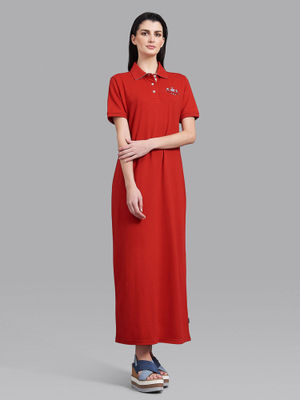Buy Beverly Hills Polo Club Red Solid Spring In Bloom Polo Dress Online