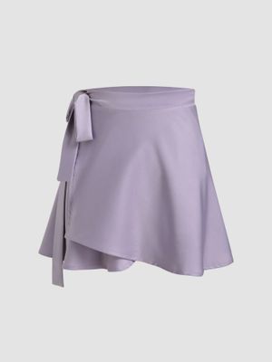 Buy Cider Solid Tie Side Wrap Skirt Online