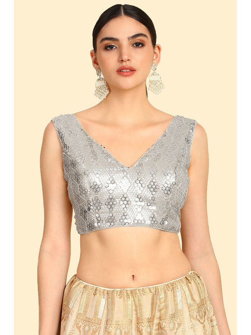 silver sequins blouse