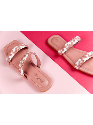 Buy Rhe-Ana Braided Pink Flats Online