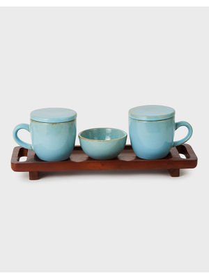 Buy Fabindia Blue Rasoi Ceramic Tea Time 4pc Set Online
